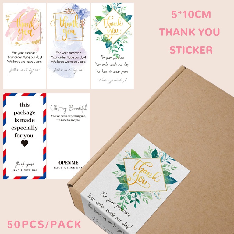 50 Pcs/Pack "Thank You For Your Purchase" Stickers Gift Package Sticker ...