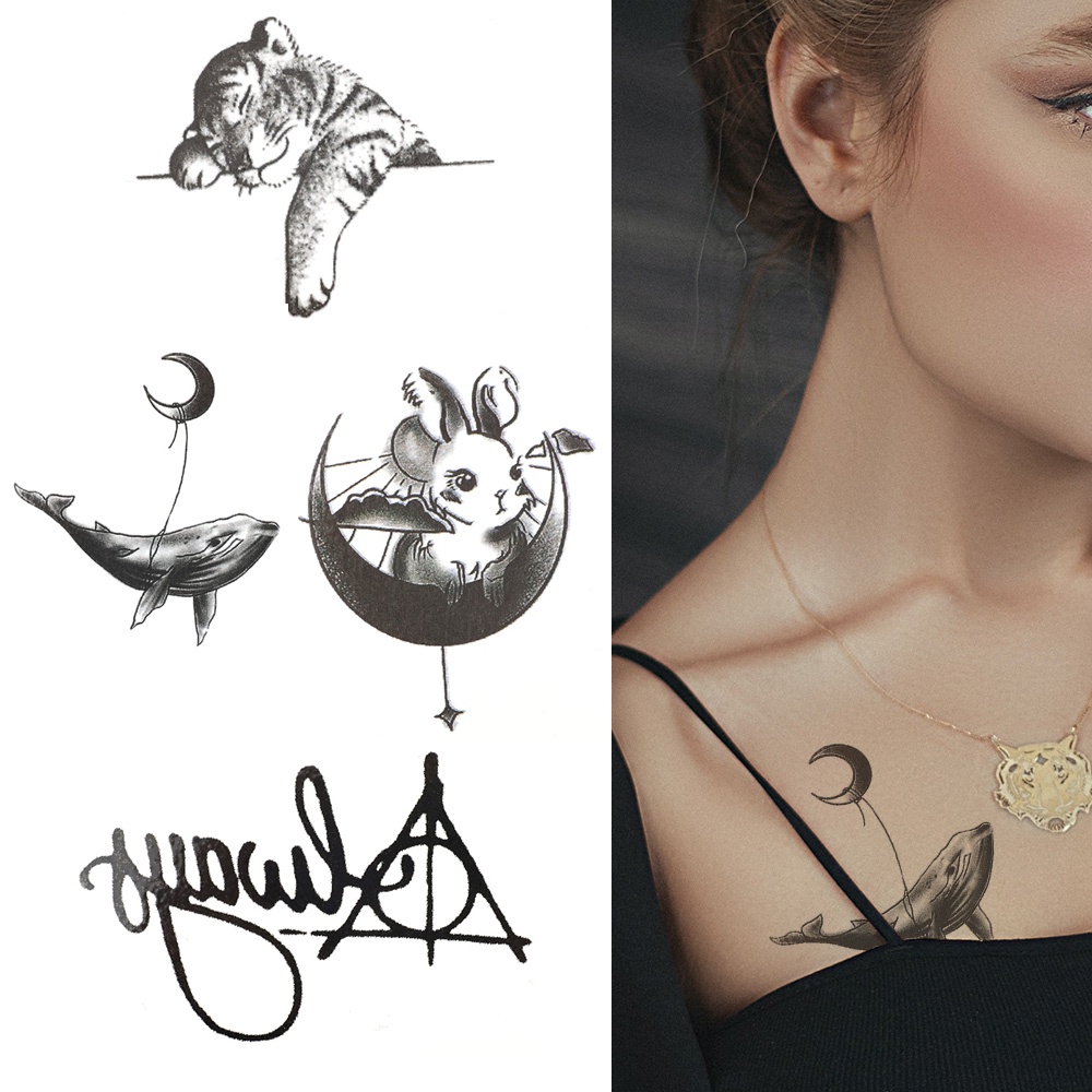 1Sheet 3D Little Tiger Temporary Tattoo Stickers / English Letters ...