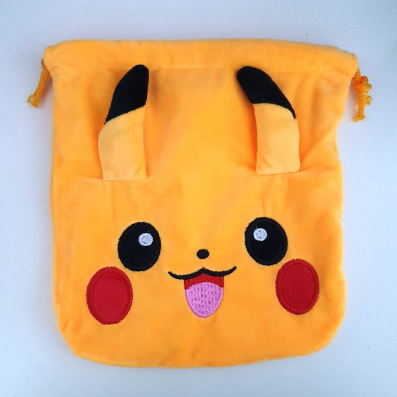 Pocket Monster Pokemon Pikachu Cute Mustard Velvet Drawstring Bag ...