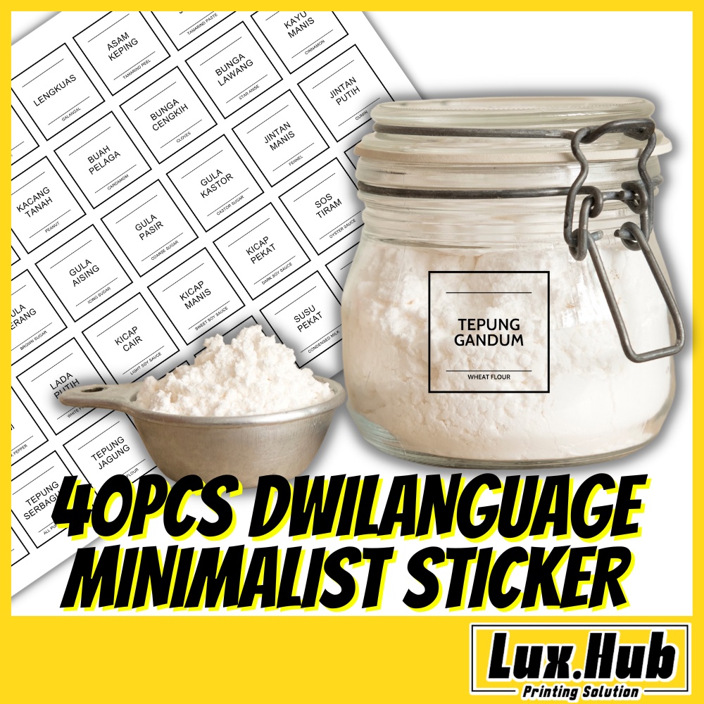 40pcs Minimalist Sticker Dapur Waterproof | Stiker Dapur Kitchen Label ...
