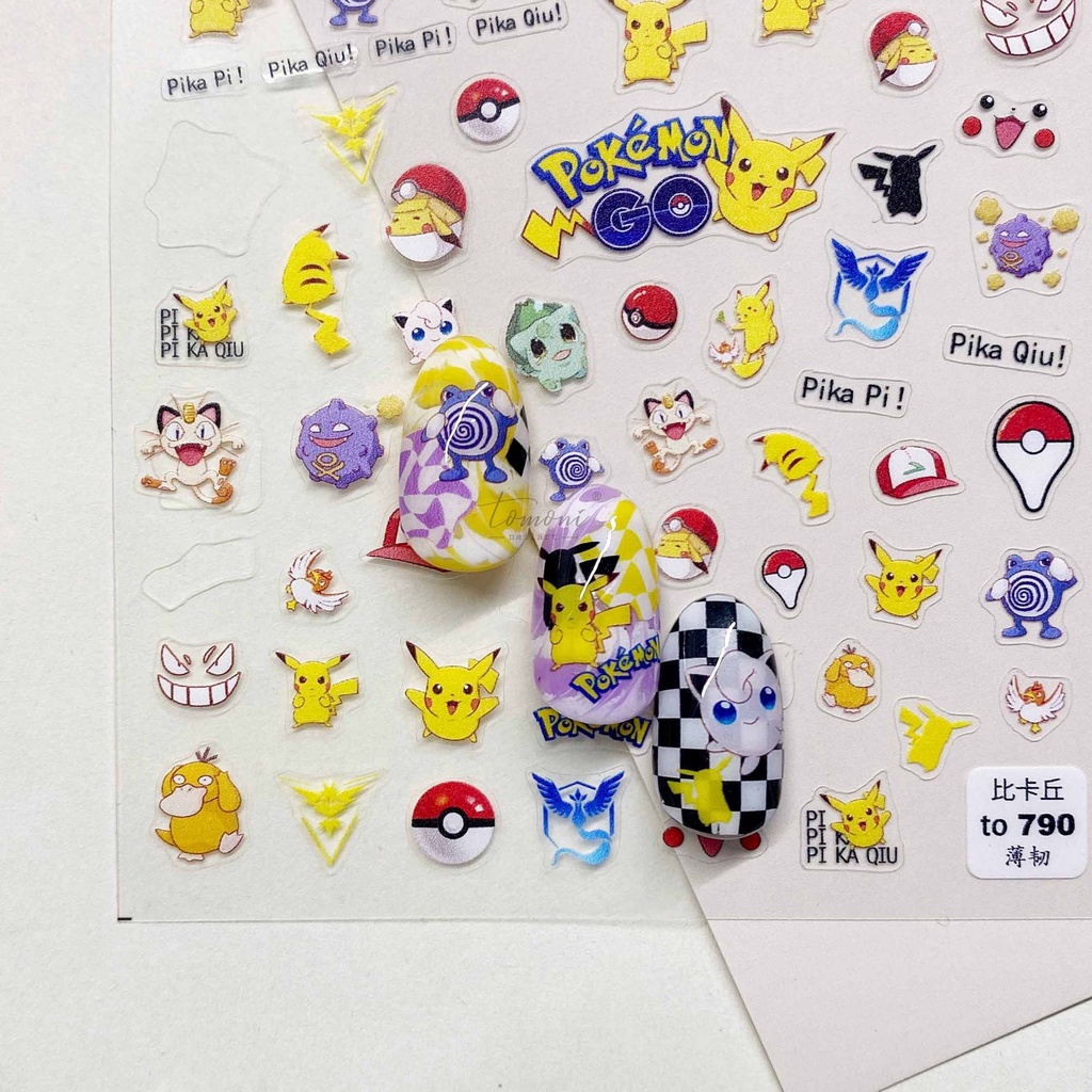 [CORAL SEA] Pikachu Digimon Thin Tough 790 Nail Art Stickers Manicure ...