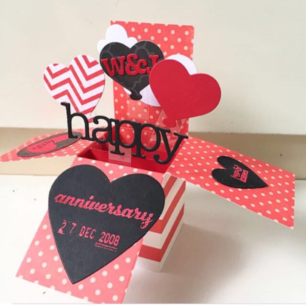 Happy anniversary pop up card in red and black | Shopee Singapore