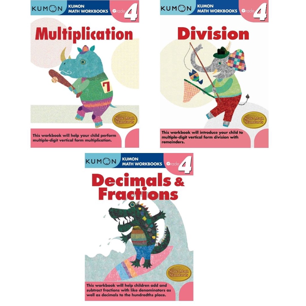 Math Workbook : Grade 4 : Decimals & Fractions/Division/Multiplication ...
