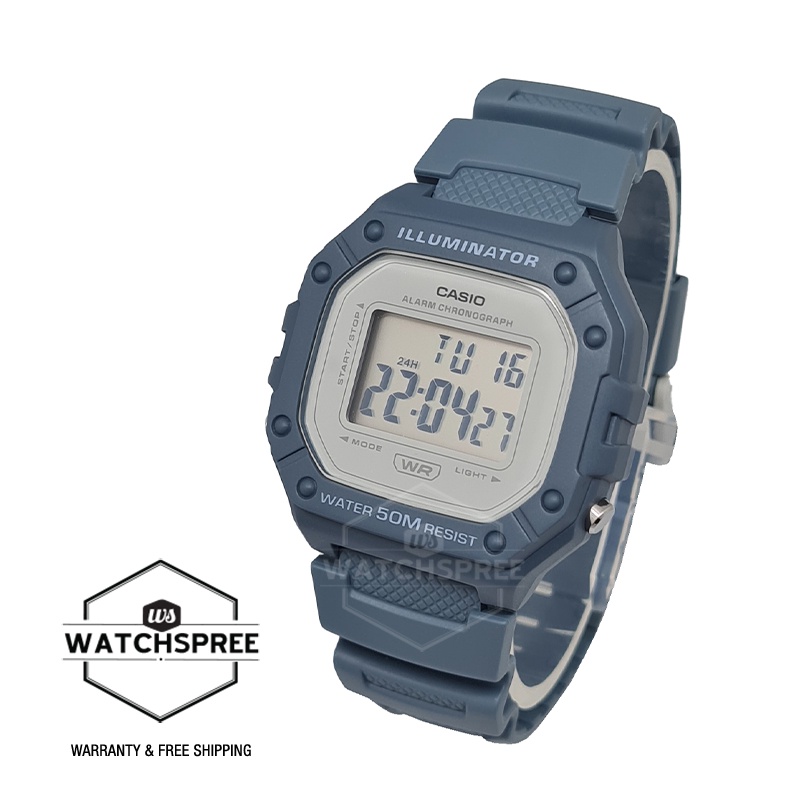 [Watchspree] Casio Digital Blue Resin Band Watch W218HC-2A W-218HC-2A ...