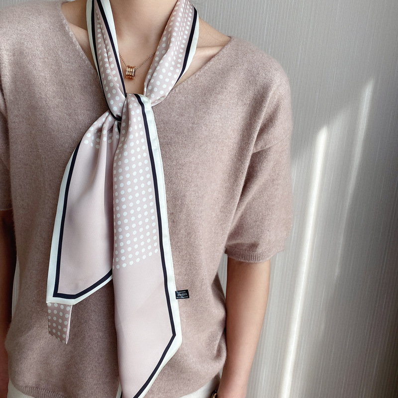 Long Narrow scarf Fashion Wave point silk neckerchief scarf Hair band ...