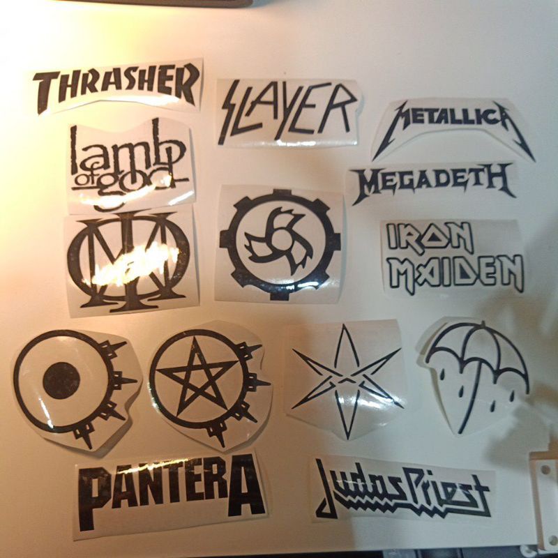 STICKER POTONG MOTOR METAL ROCK BAND THRASHER SLAYER MEGADETH METALLICA ARCH ENEMY JINJER IRON ...
