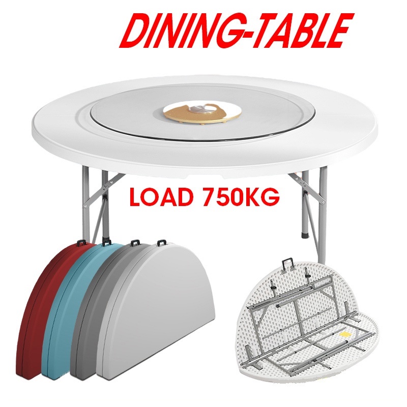 LHSG Foldable Dining Table Outdoor Portable Round Table Household ...