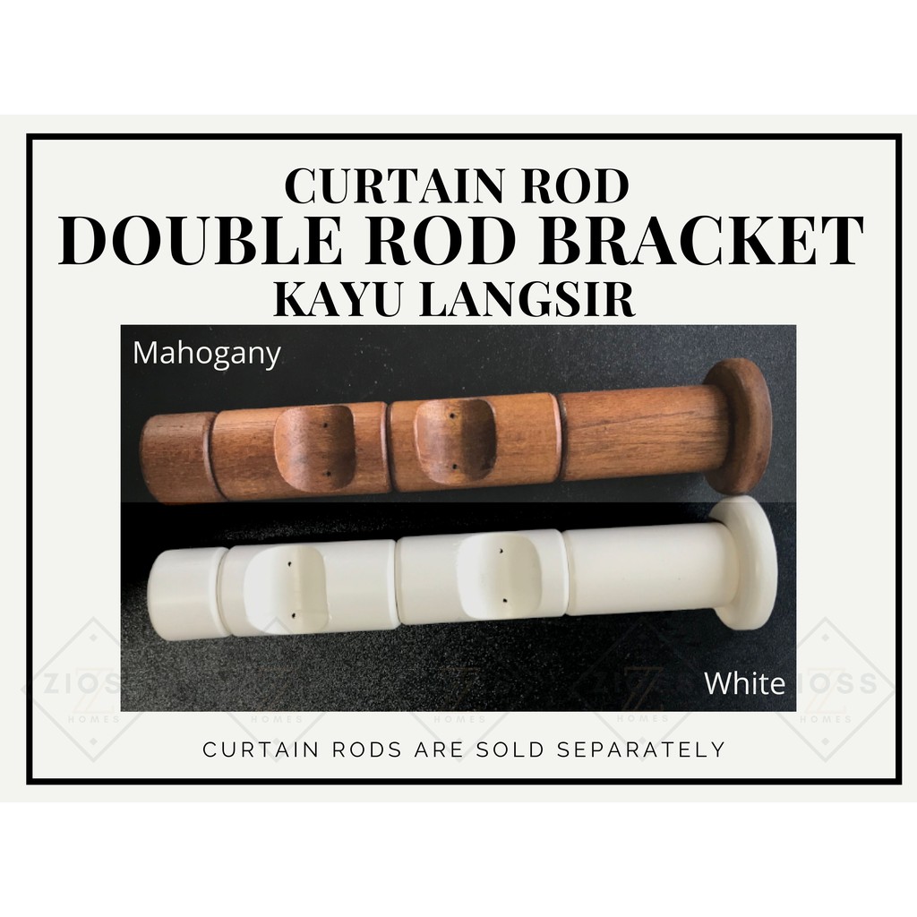 Premium Double Layer Wooden Curtain Rod Bracket | Kayu Langsir | 28mm ...