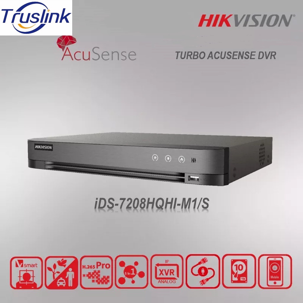 Original Hikvision Turbo AcuSense 8CH DVR iDS-7208HQHI-M1/S H.265 Pro+ ...