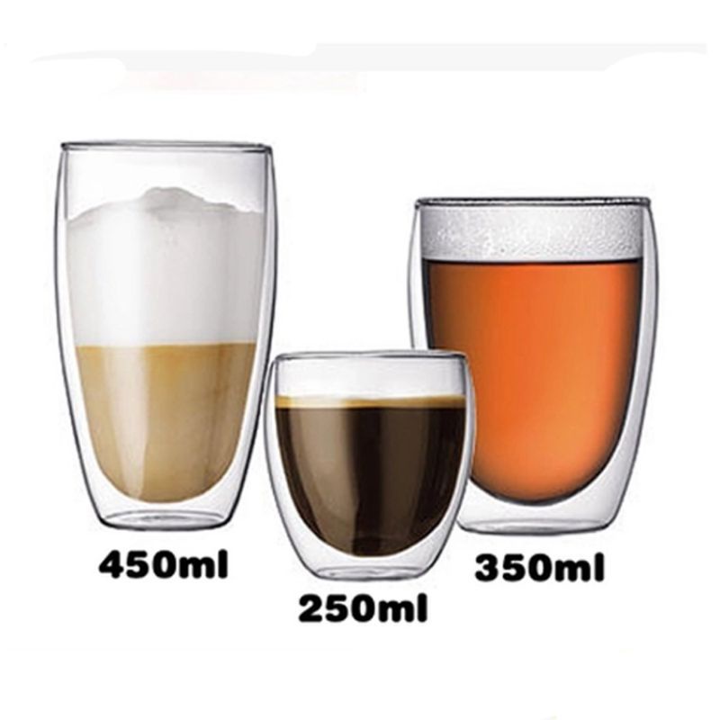 [SG stocks] Double Wall Insulated glass Coffee drinking glass hot and ...