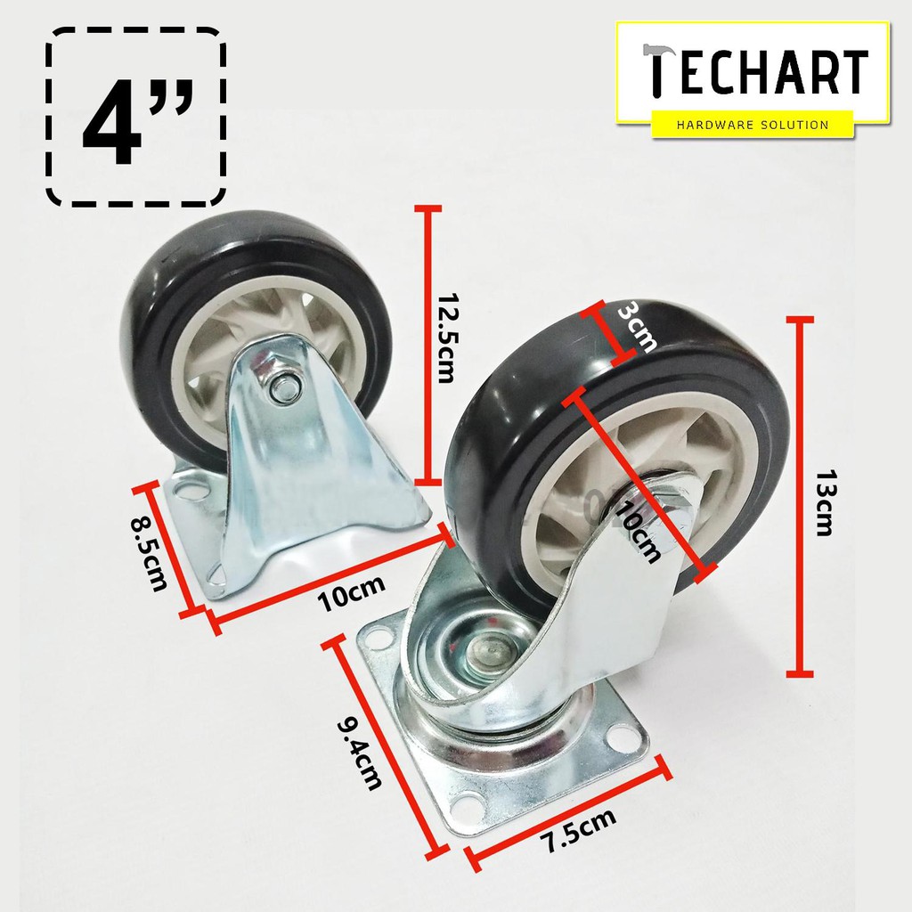 150KG Trolley 4 INCH Heavy Duty PU Caster Wheels Front OR Rear Wheels ...