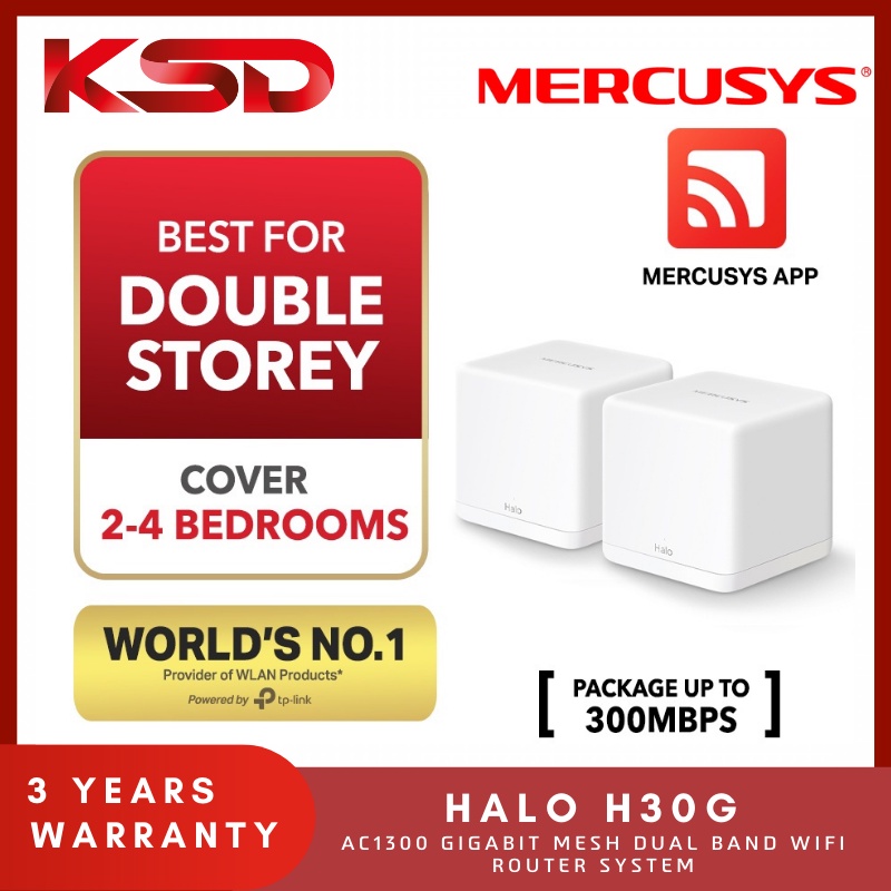 Mercusys Halo H30G AC1300 Gigabit Mesh Dual Band WiFi Router System ...