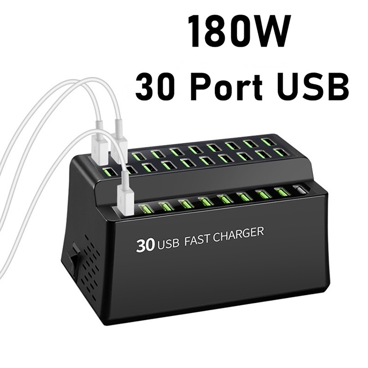 180W Universal Multi USB Cellphone Charger 30 Ports USB Fast Charging ...