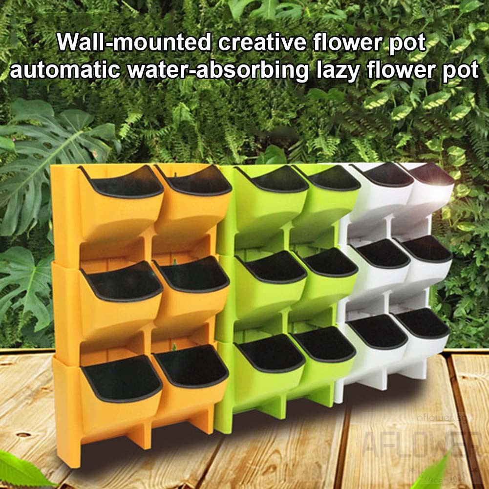Self Watering Flower Pot Stackable Vertical Planter Wall Hanging ...