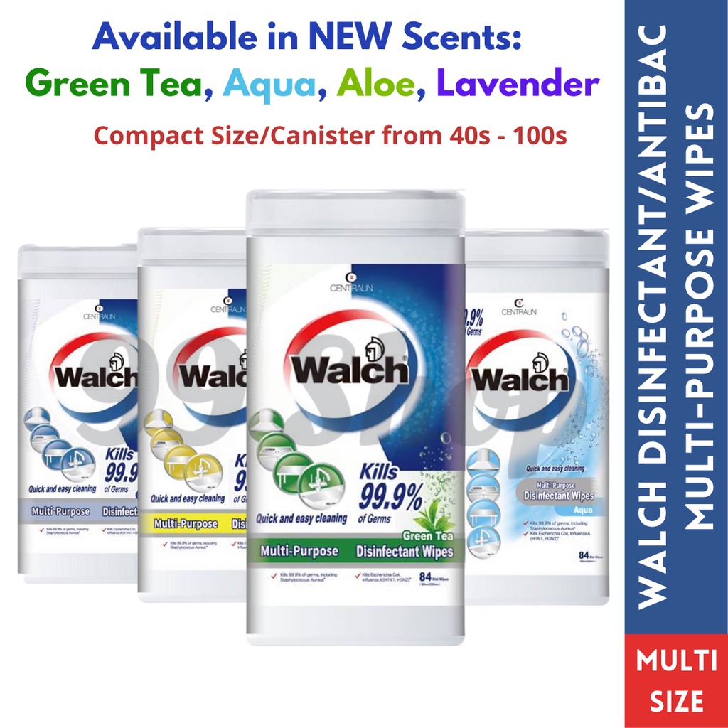 Walch Disinfectant/Anti-bacterial Wipes Original/Lemon/Aloe/Lavender ...