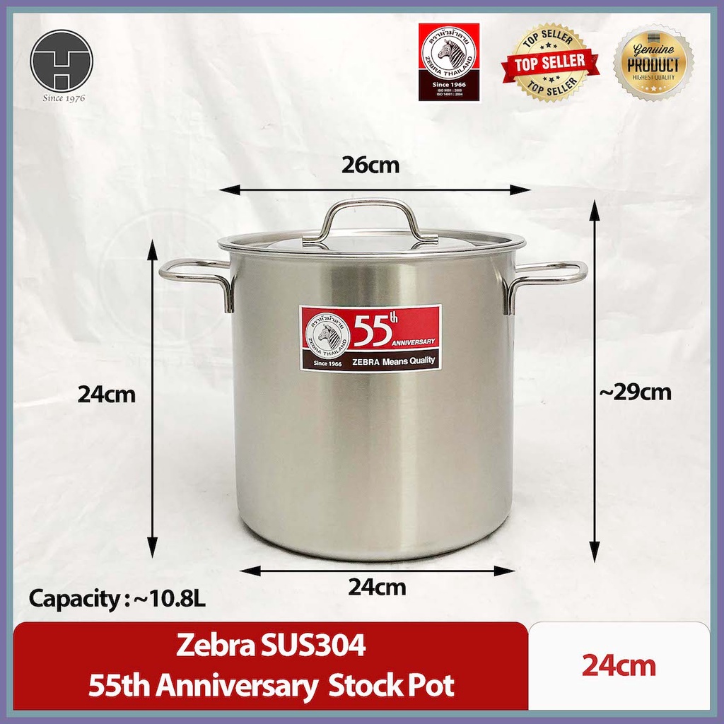 [TeoHin] Zebra 22cm 24cm Pot SUS304 Stainless Steel, Periuk, Soup Pot ...