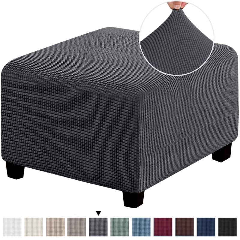 Square Jacquard Ottoman Covers Stretch Footstool Cover Bench Stool ...