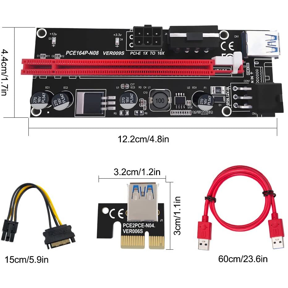 PCIE Riser 1X to 16X for GPU Mining (VER 009S - Newest Model) | Shopee ...