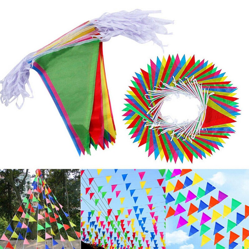 100M Outdoor Colourful Triangle String Flag Pennant Banner Classroom ...