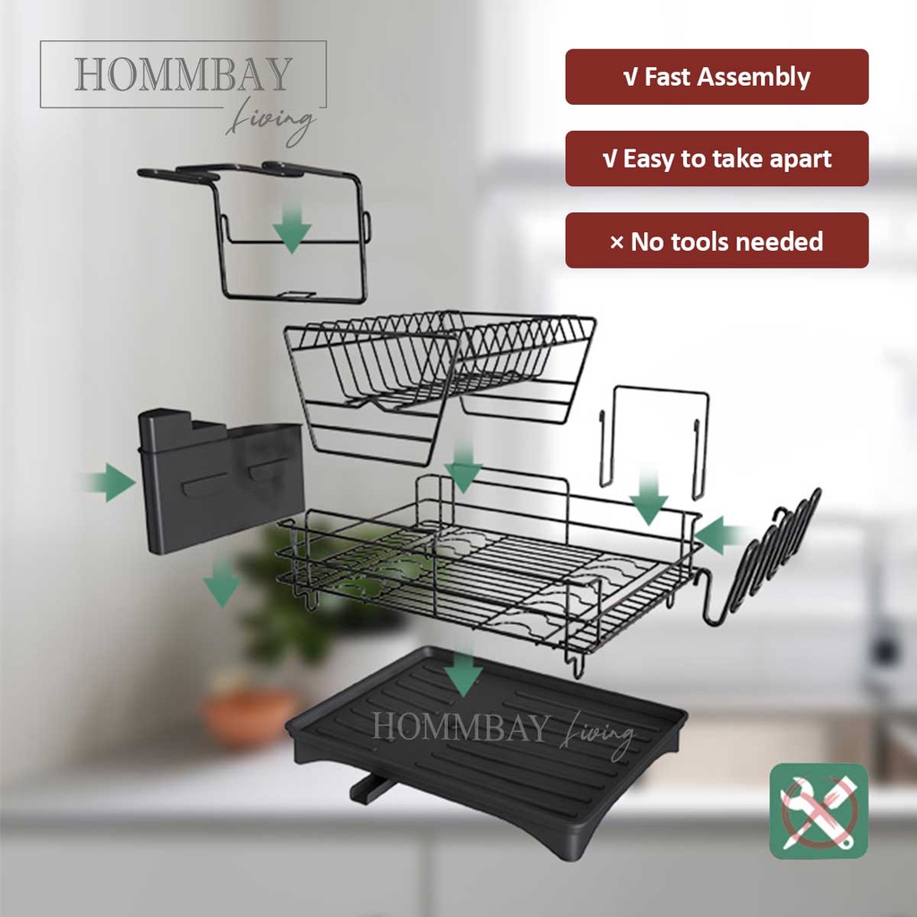 HOMMBAY Kitchen Japanese Style Minimalist Design Dish Rack with Water ...