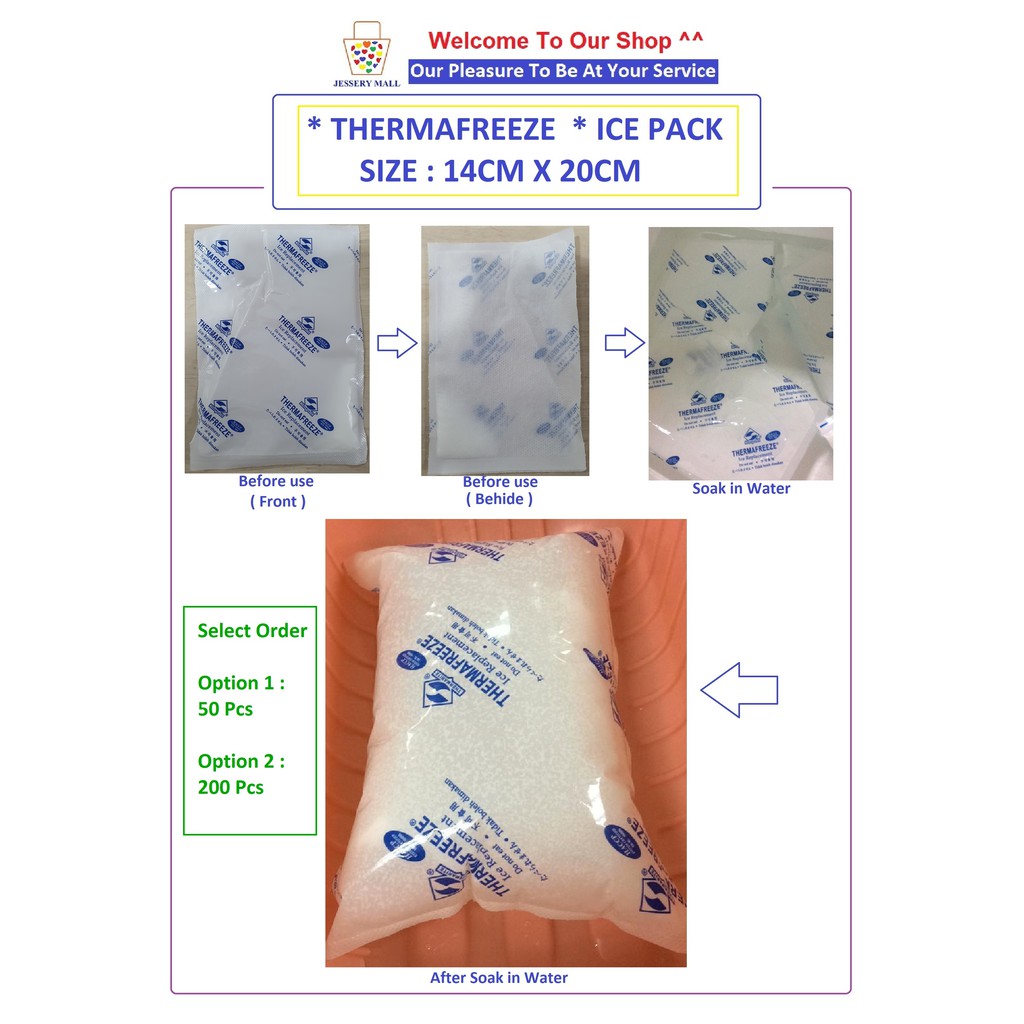 THERMAFREEZE ICE PACK FOR FREEZER REUSABLE 14CM X 20CM - ( 50 PCS/200 ...