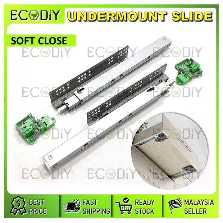 ECODIY Heavy Duty Undermount Drawer Slide SOFT CLOSE Rail Laci ...