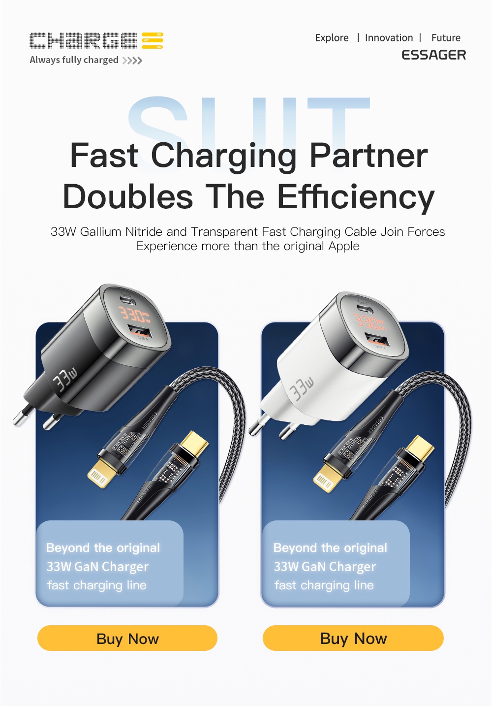 Essager 33W Usb And Type C Charger Fast Charging Power Display for ...