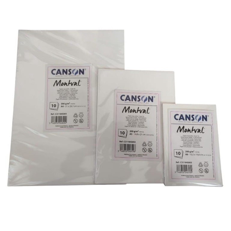 Canson montval watercolor paper A4/A5/A6 200gsm 10 sheets (new cover ...