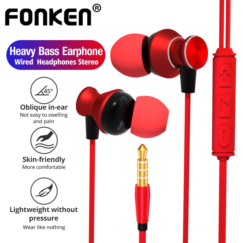FONKEN In-Ear Earphone High Quality HiFi Sport Earbud Auricular Metal ...
