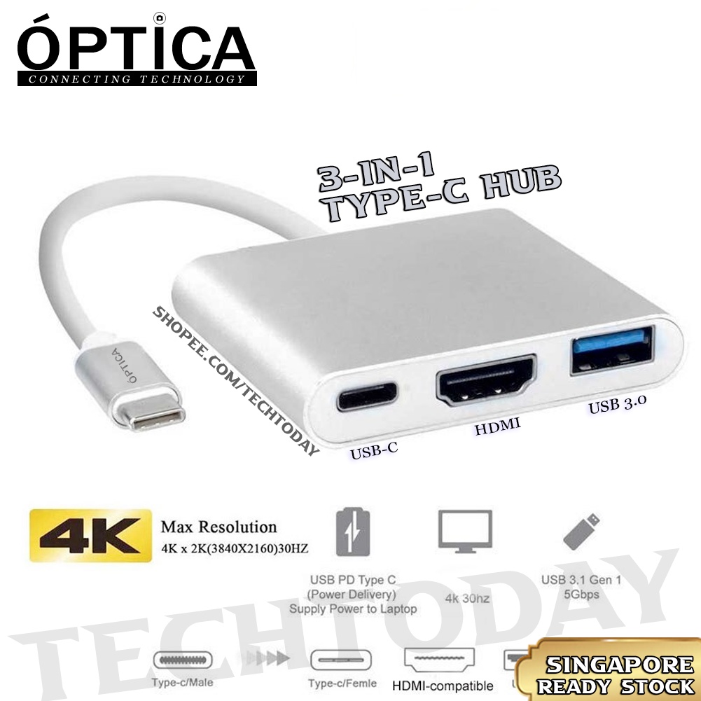 [SG Ready-Stock] 3 in 1 Type C to USB hub | USB-C PD Port, 4K HDMI, USB ...