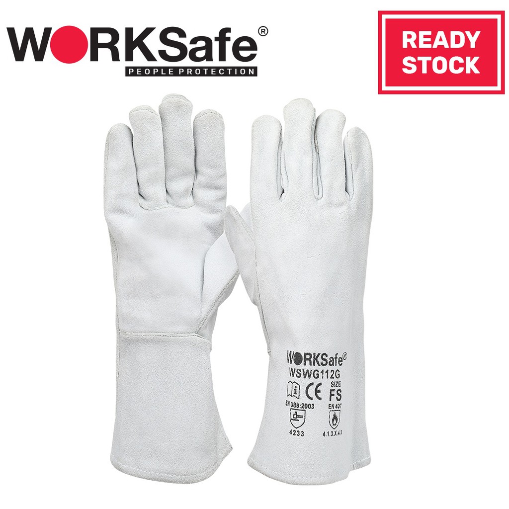 WORKSafe G112G Leather Welding Gloves, Heat Resistant Safety Gloves for ...