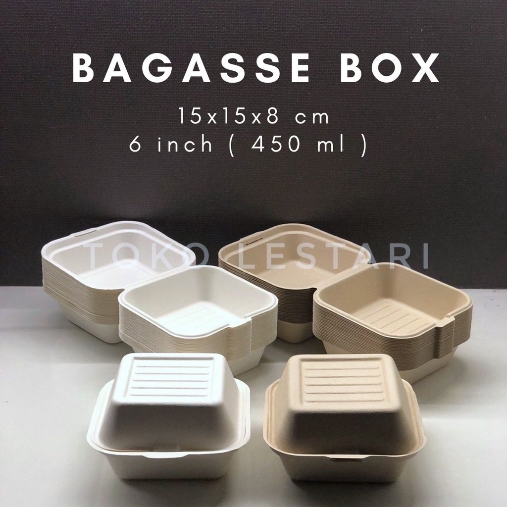 Bagasse Box Lunch Box Burger Mini Tart Box 450 ML/ 6 inch Takeaway Box ...