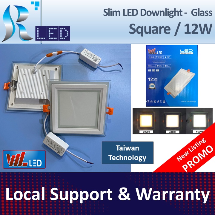 (WL) Slim LED Downlight - 12W / Square / Glass | Shopee Singapore
