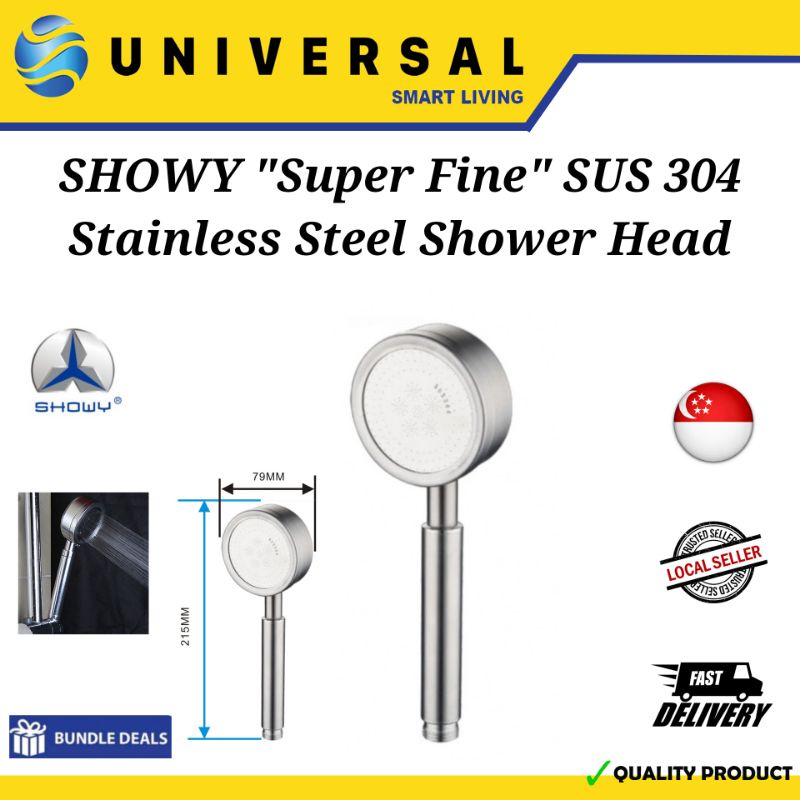 SG SHOP SELLER] SHOWY "Super Fine" SUS 304 Stainlee Steel Hand Shower ...