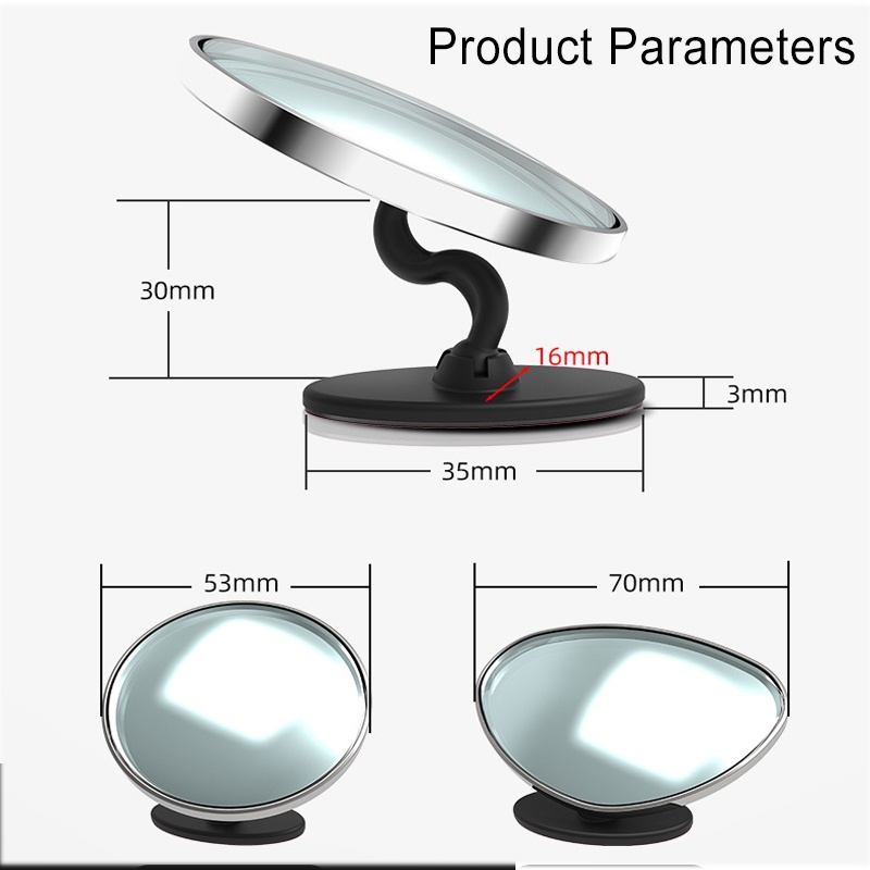 OATSBASF 2Pcs Extensible Blind Spot Mirror HD Full Vision 360 ...