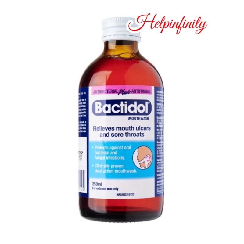 Bactidol Antibacterial Plus Antifungal Mouthwash 250ml Relieves Mouth ...