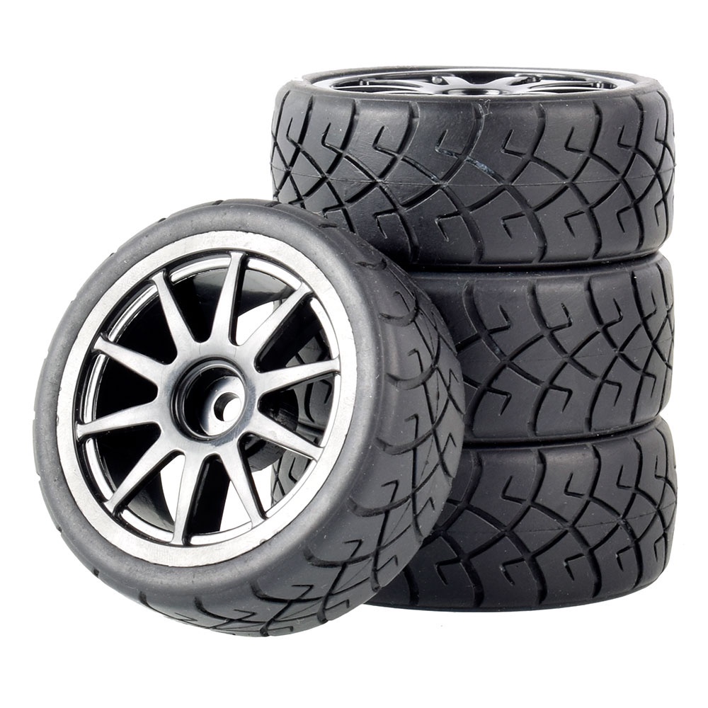 RC 910-6090 Rubber Tires &Plastic Wheel 4Pcs For HSP 1:10 Racing speed ...