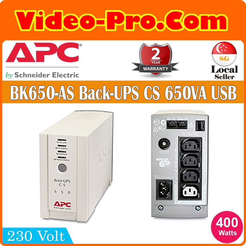 APC BK650-AS Back-UPS CS 650VA 400W USB 230V UPS | Shopee Singapore