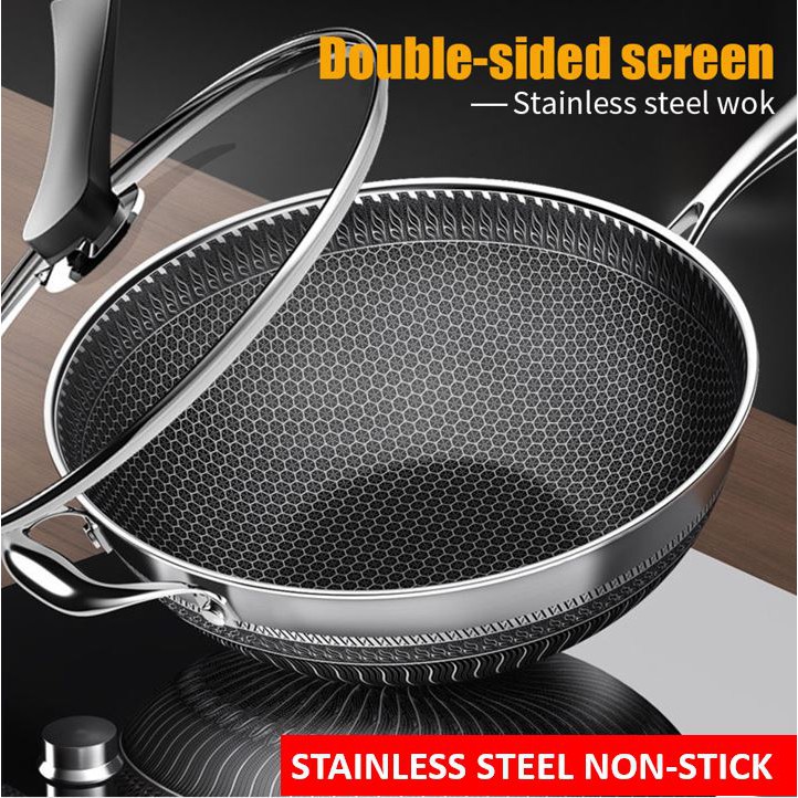★STOCK READY TO SHIP★SG Warranty★ New Non-stick Pan Double-sided Honeycomb 316 Stainless Steel ...
