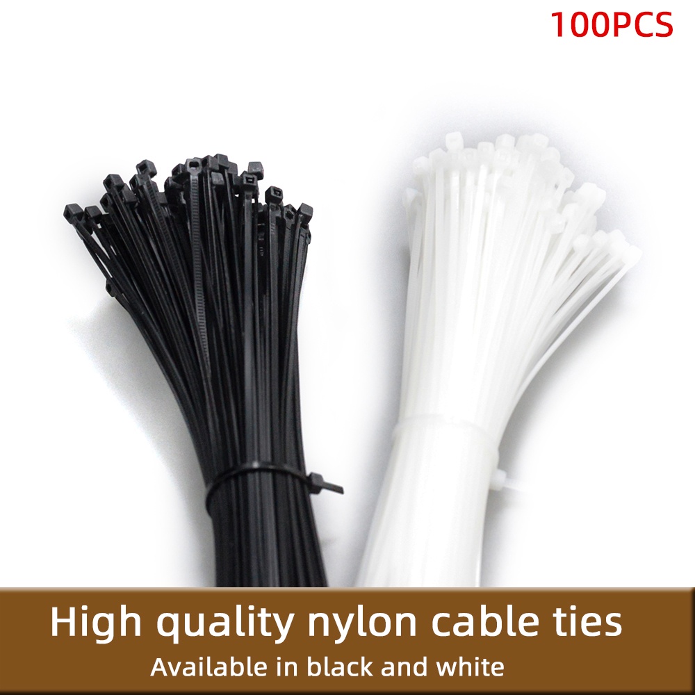 100pcs 3x100 width2.5mm Black White Fibrous Weave Band Self-Locking ...