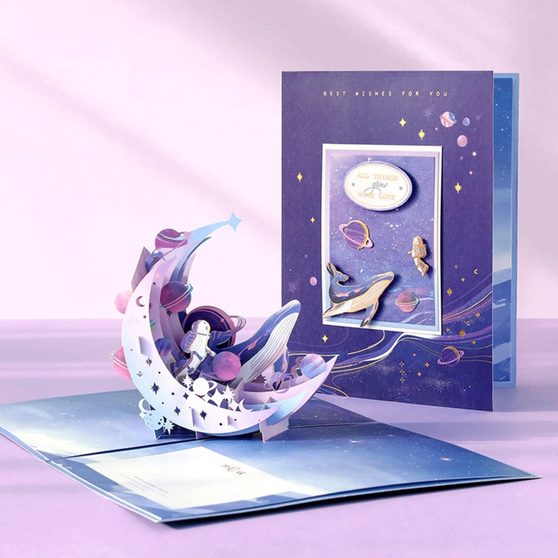 3D Pop Up Cards Moon Birthday Anniversary Gifts Postcard Wedding ...