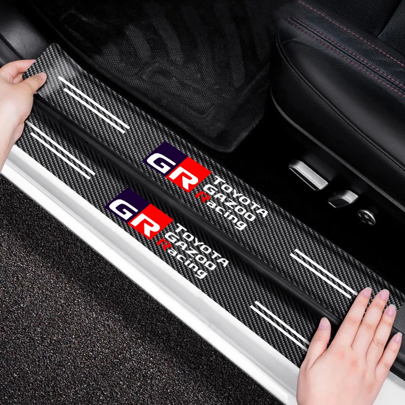 Car door sill side pedal scratch sticker Trunk protection carbon fiber ...