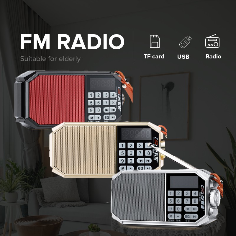 Mini Portable Bluetooth FM Radio Rechargeable Handheld Digital Player ...