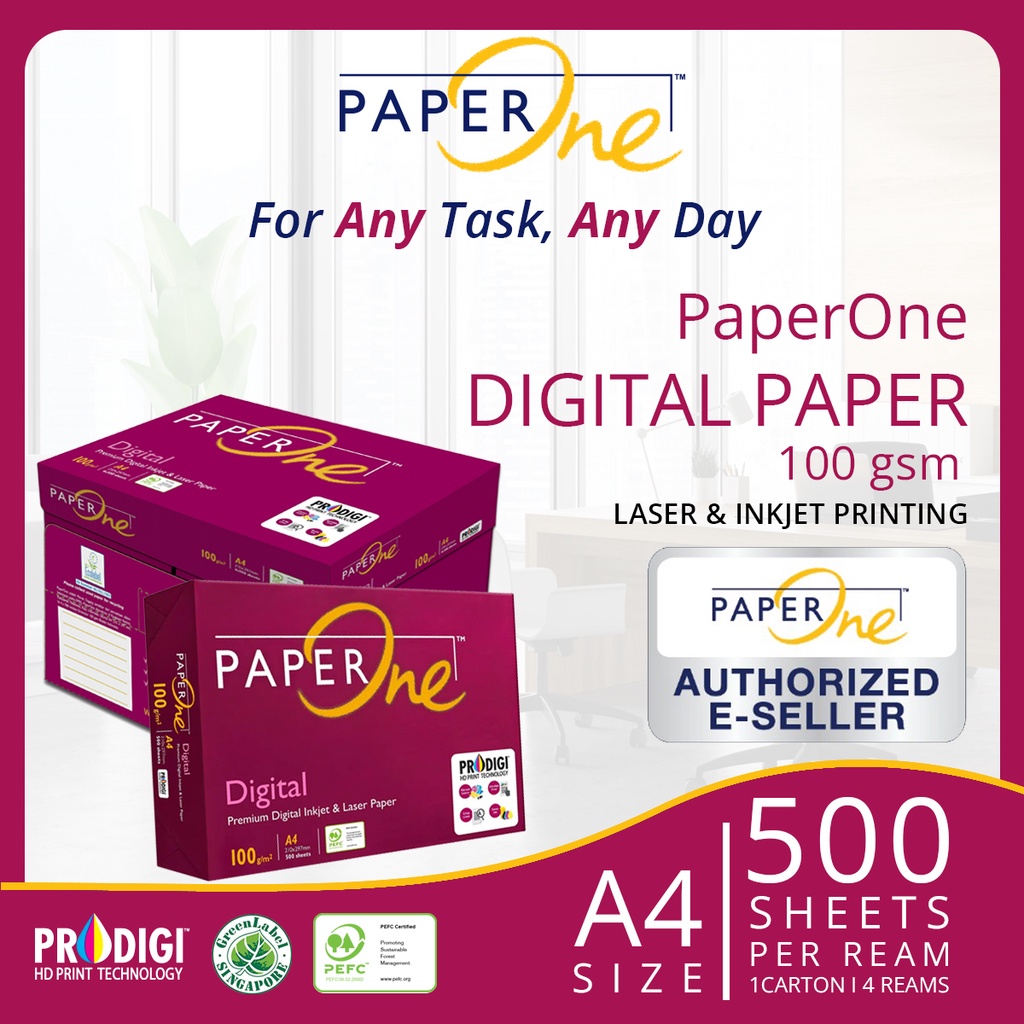 PaperOne Digital A4 100gsm (4 Reams / 1 Carton) | Shopee Singapore