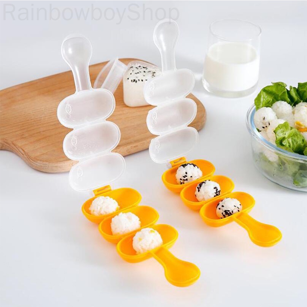 [READY STOCK] Rice Ball Mold Plastic Non-Stick Rice Roll Shaker 3-Grid ...