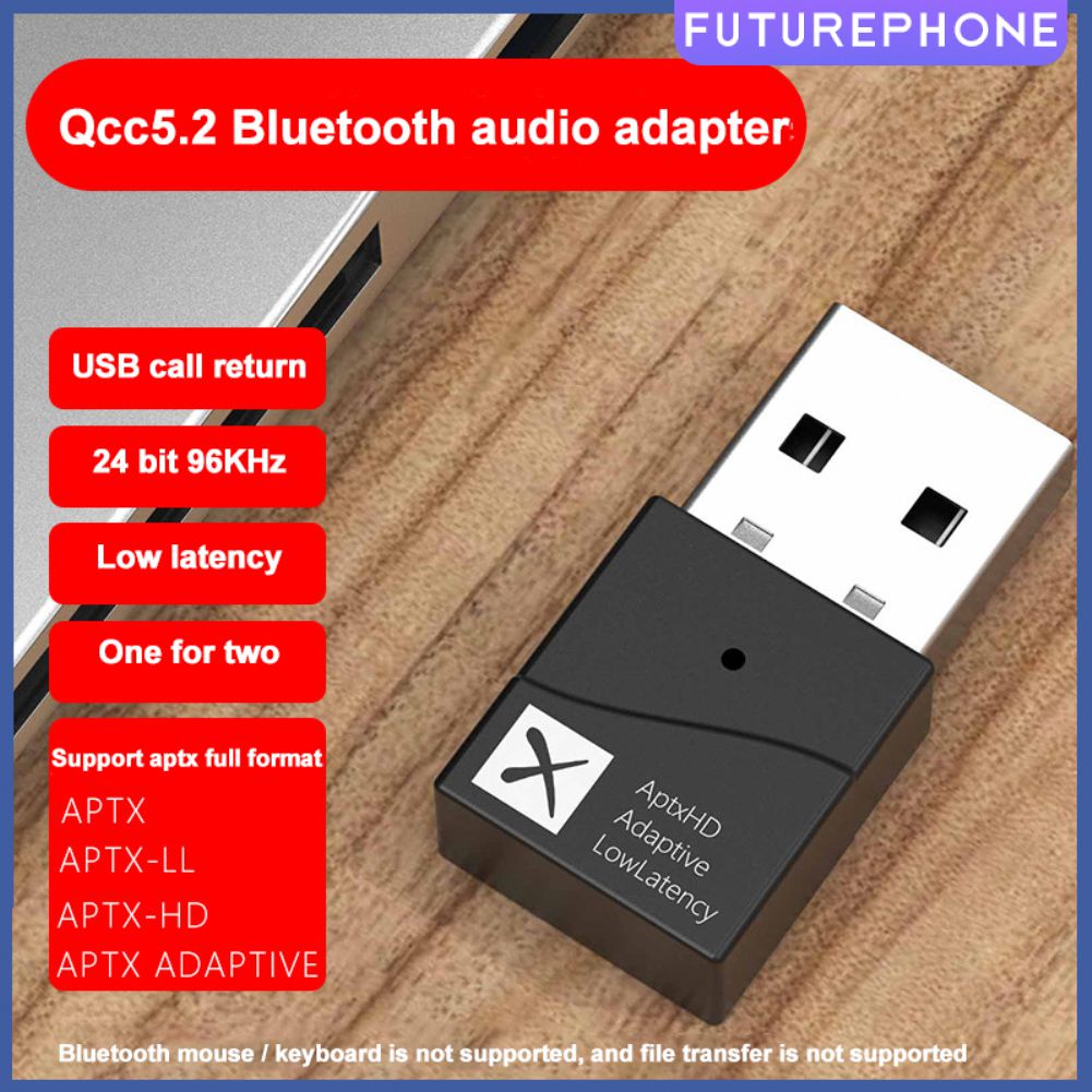 Usb Bluetooth 5.2 Adapter Upgraded Aptx Dongle Transmitter Receiver For Pc Headset Wireless ...