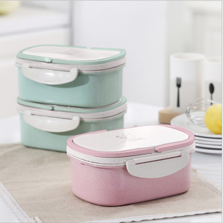 2-layer barley lunch box for office, travel, picnic lunch, with super ...