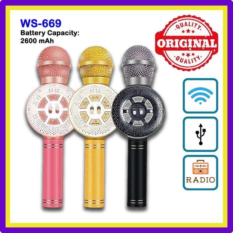 Wster WS669 Wireless Bluetooth Microphone Karaoke Speaker LED Disco ...
