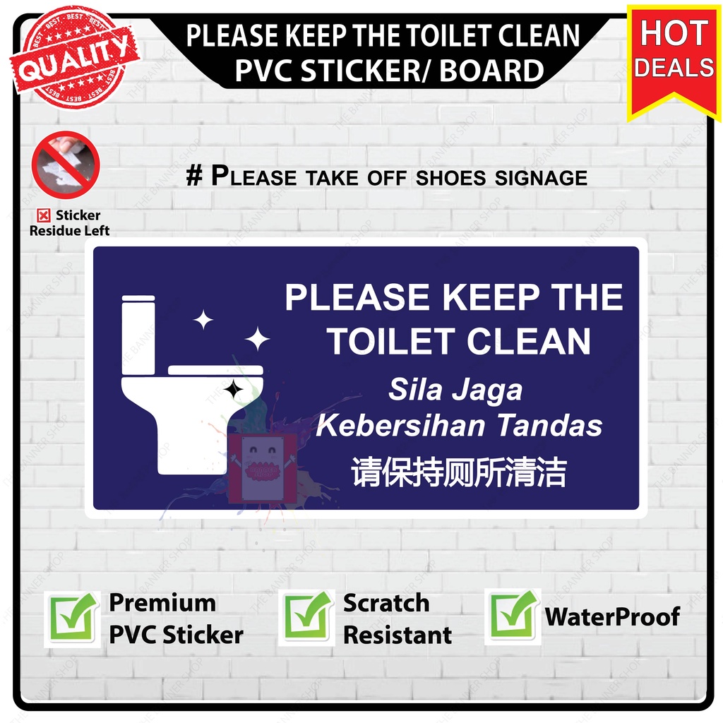Please Keep the Toilet Clean PVC Sticker + Board | Shopee Singapore