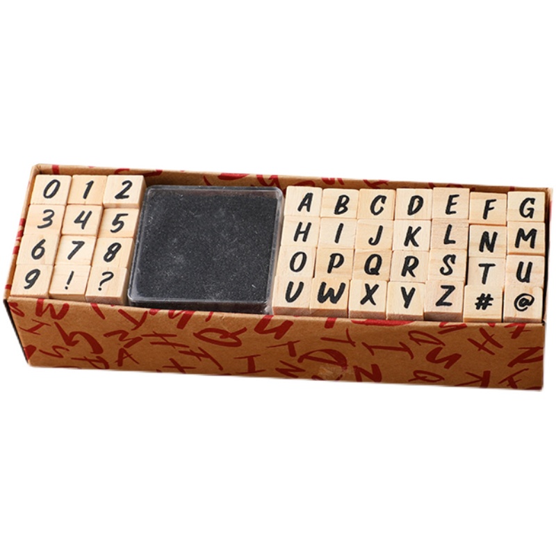 40 Pcs Alphabet Stamps Vintage Wooden Rubber Letter Number Symbol Stamp ...